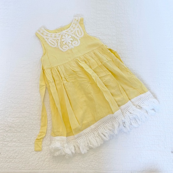 Dresses | Little Girl Yellow Linen Fringe Dress | Poshmark